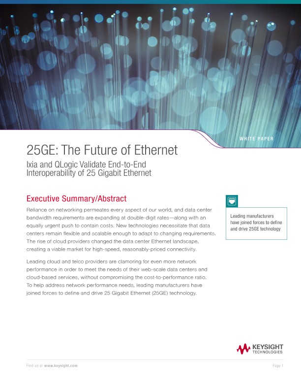 25GE: The Future of Ethernet PDF Asset Page | Keysight